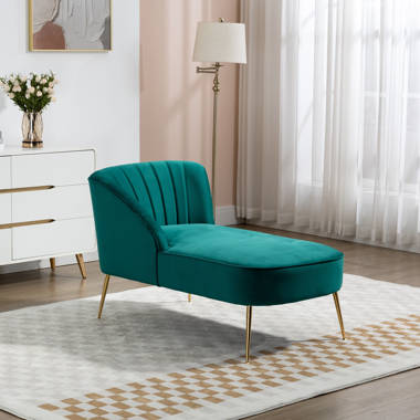 Teal velvet chaise lounge store